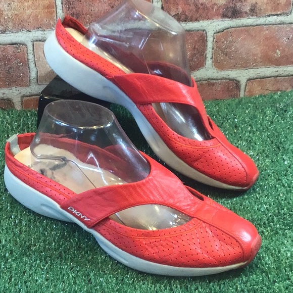 Dkny | Shoes | Dkny Red Mule Sandals Slides | Poshmark